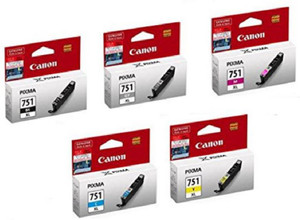 Canon 751 XL BK/C/Y/M/GR [Set of 5] Tri-Color Ink Cartridge - Canon ...