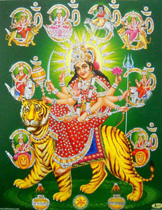 Nine Devi's/ Hindu Goddess Poster with Glitter -reprint on paper ...