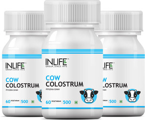 INLIFE Cow Colostrum (500mg), 180 Veg Capsules (3-Pack) Price in India ...