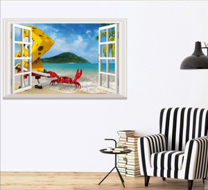 wall1ders 90 cm Wall1ders window frame SpongeBob-SquarePants [60 x 90 ...