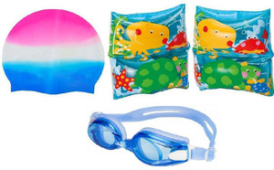 Indigo Creatives Kids Boy Girl Swimming Kit with Arm Bands Goggles Cap ...