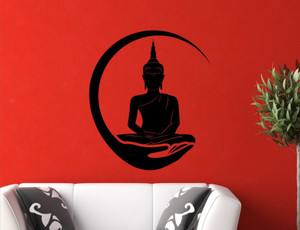 Heaven Decors 59.67 cm Lord Buddha,Gautam Buddha Black Wall Decal And ...