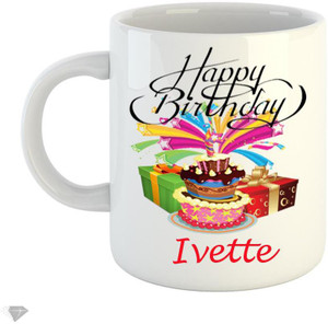 REINDEER Happy Birthday Ivette 350ml white ceramic Ceramic Coffee Mug ...