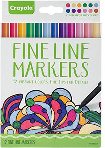 CRAYOLA Aged Up Adult Coloring 12Ct Fine Line Markers, Contemporary ...