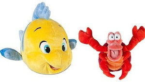 DISNEY The Little Mermaid Flounder and Sebastian Plush Set Stuffed ...