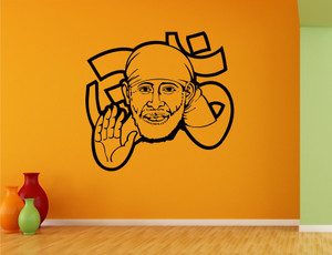 WALL GURU 59.62 cm Sai baba black wall decal and sticker size(59*62)cm ...