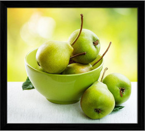 Artzfolio Ripe Organic Pears Over Nature Green Framed Wall Art Painting ...