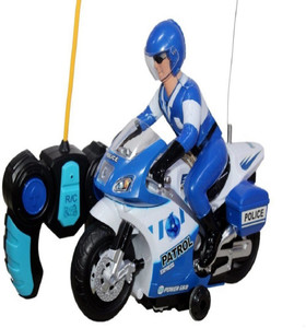 Taaza Garam kids imported Police Remote Control Motorcycle Rotates 360 ...