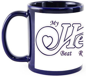 Muggies Magic Ridhaan Heart Beat Name Blue Design 11Oz Ceramic Coffee ...