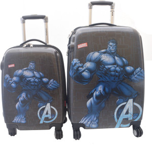 Texas USA Kids HULK Printed Combo Cabin Suitcase 4 Wheels - 22 inch ...