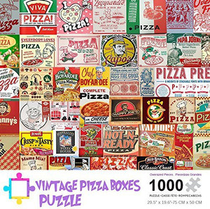 Joonem Vintage Pizza Boxes Collage: Play Large Jigsaw Puzzle Photo ...