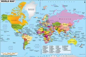 World political map Poster Paper Print (18 inch X 12 inch, Rolled ...
