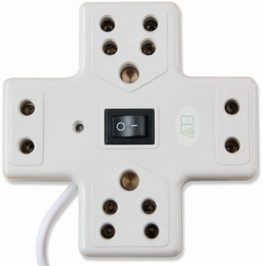 ELV AC 125V/230V 6 Amp, 4 Plug Point with Master Switch, LED Indicator ...