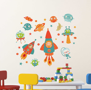 WALLSTICK 70 cm Kids space station Self Adhesive Sticker Price in India ...