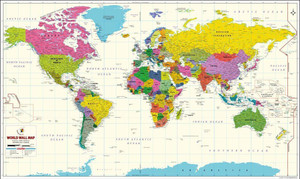 Maps Of India World map Vivid - Printed in Vinyl Paper Print - Maps ...