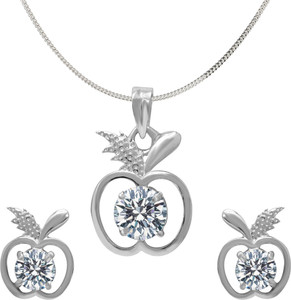 Shiyara JEWELLS Sterling Silver Rhodium Silver, White Jewellery Set ...