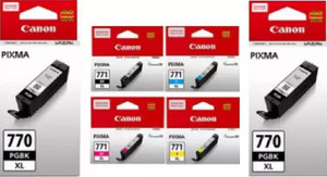 Canon 770 XL TWIN & 771 XL B/C/Y/M [SET OF 6] Tri-Color Ink Cartridge ...