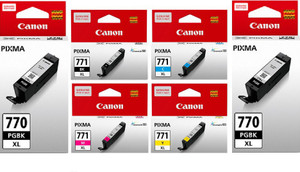Canon 770 XL Twin & 771 XL B/C/Y/M [Set of 6] Tri-Color Ink Cartridge ...