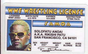 Signs4Fun Solofatu Anoai Aka Rikishi Patu Novelty Drivers License Hhh ...