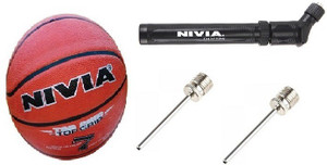 NIVIA Combo of 3, One Top Grip Basketball ,One Double Action Pump , and ...