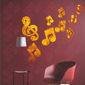 BEST DECOR 90 cm Musical Node Golden(pack of 10)Acrylic Sticker, 3D ...