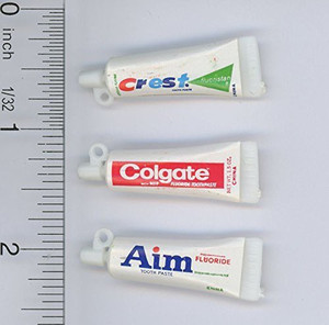 Dollhouse Miniature Set Of Three Tubes Of Toothpaste (Oversized) - Set ...