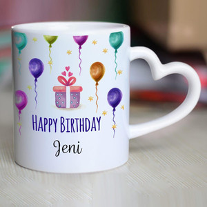 CHANAKYA Happy Birthday Jeni Heart Handle ceramic mug Ceramic Coffee ...