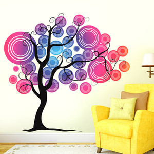 Flipkart SmartBuy 90 cm Wall Stickers Tree with Colorful Polka Circular ...