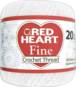 Coats Crochet Red Heart Fine Crochet Thread Size 20 - White - Red Heart ...