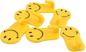 HOKiPO Plastic Self-Adhesive Smiley Face Hooks, 1 Kg Load Capacity, 6 ...