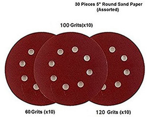 ISC Velcro Sanding Disc Paper 60/100/120 Grit For Velcro Pad 5" (Pack ...