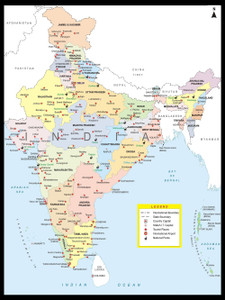 INDIA MAP HD Water Proof Star Banner Poster Fine Art Print - Maps ...