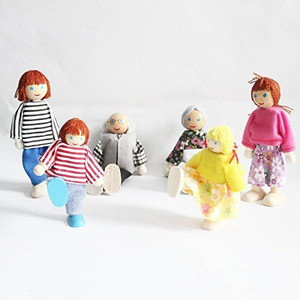 Mama Store Baby Wooden Dolls 6 Whole Family Members Parents Puppet Toys ...