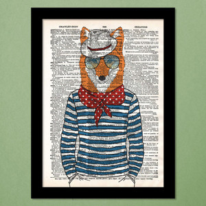 Fashionable Fox Dictionary Art Print Paper Print - Animals posters in ...