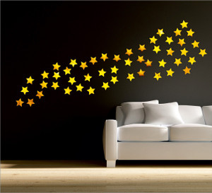 AtulyaArts 75 cm Stars Golden (Pack of 50)(5 cm each) 3D Mirror 3D ...