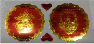 Shreeji Decoration 5 cm 2 Pc of Diya and 2 Pc of Kumb/Kalash Sticker ...