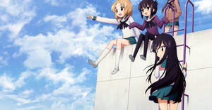 AD Wall Poster anime_girls_crowd_ladder_sky_ 13*19 inches Paper Print ...