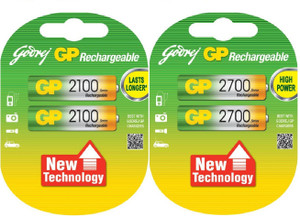 Godrej GP Combo Of 2100 & 2700 Mah AA Rechargeable Rechargeable Ni-MH ...