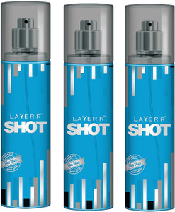 LAYER'R Shot Blue Blaze Perfume Body Spray Pack of 3 Combo (135ML each ...