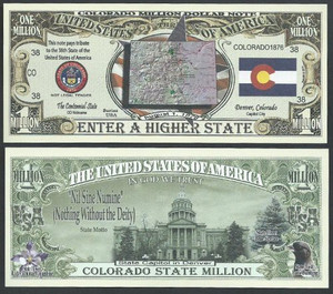 Novelty Notes Colorado State Educational Million Dollar Bill W Map ...