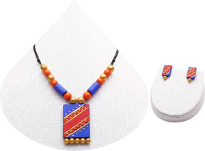 Terramart Terracotta Blue, Red, Orange, Gold Jewellery Set Price in ...
