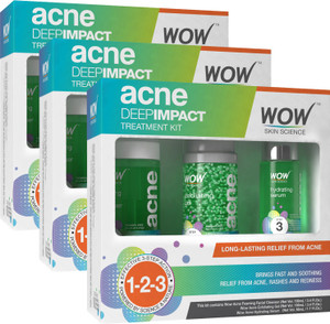 WOW SKIN SCIENCE Acne DEEP IMPACT TREATMENT KIT - STEP 1-2-3 - Acne ...