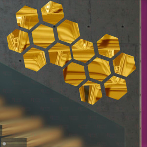 BEST DECOR 90 cm Hexagon Gold(Pack Of 14)Code14 Self Adhesive Sticker ...