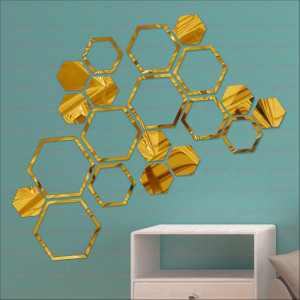 LOOK DECOR 80 cm Shape Hexagon Gold(Pack Of 20)Code14 Self Adhesive ...