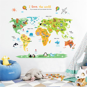 Flipkart SmartBuy 110 cm Wall Stickers Anime World Map With Animals For ...