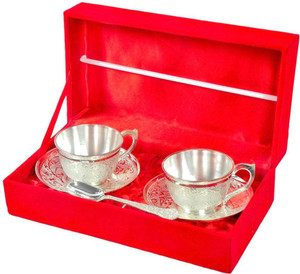 deva group of industries Pure 100% Silver Glass Ta cup Saucer With ...