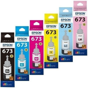 Epson 673 Ink Bottles All Colours Set Of 6 (Black, Magenta,Yellow, Cyan ...