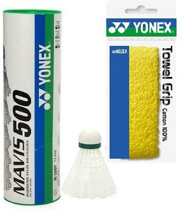 YONEX Combo of two- One 'Mavis 500' Nylon Shuttle cock (Pack of 6) and ...