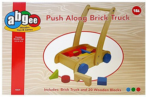 Wooden Toys Kids Quality Push Along Brick Truck And 20 Blocks Childrens ...