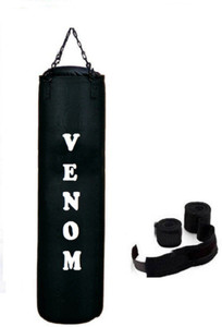 VENOM 4.5 Feet Long, CANVAS, Black Color, Unfilled with Hanging Chain ...
